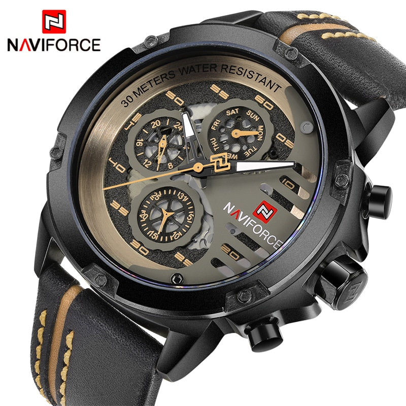 BUY NAVIFORCE Leather Strap Sports Watch ON SALE NOW! - Cheap Snow Gear
